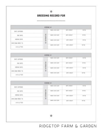 Goat Records - Free Printables • Ridgetop Farm and Garden